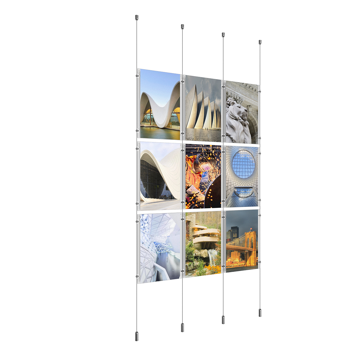 (9) 11" Width x 17" Height Clear Acrylic Frame & (4) Wall-to-Wall ...