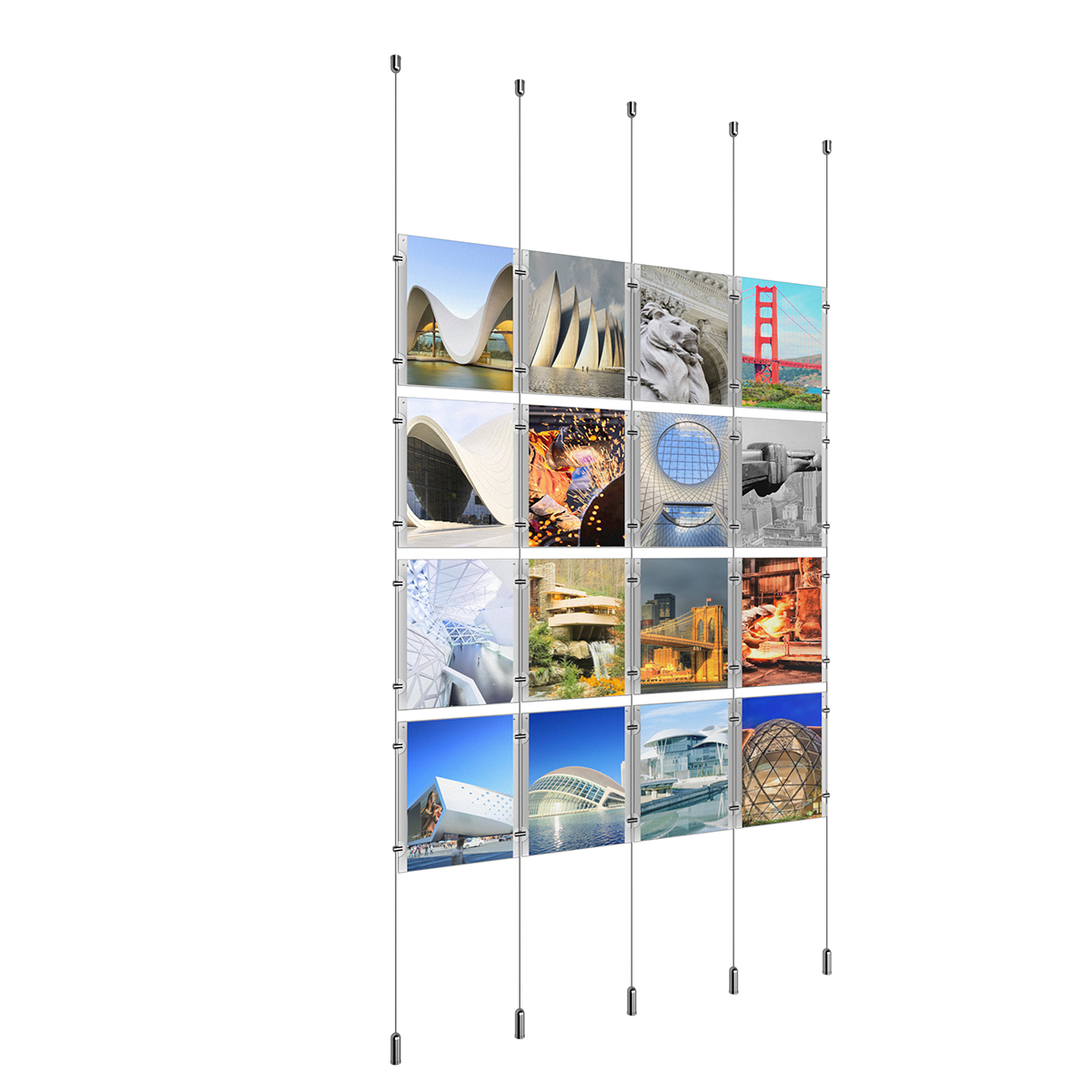 (16) 8-1/2" Width x 11" Height Clear Acrylic Frame & (5) Wall-to-Wall Aluminum Chrome Polished ...