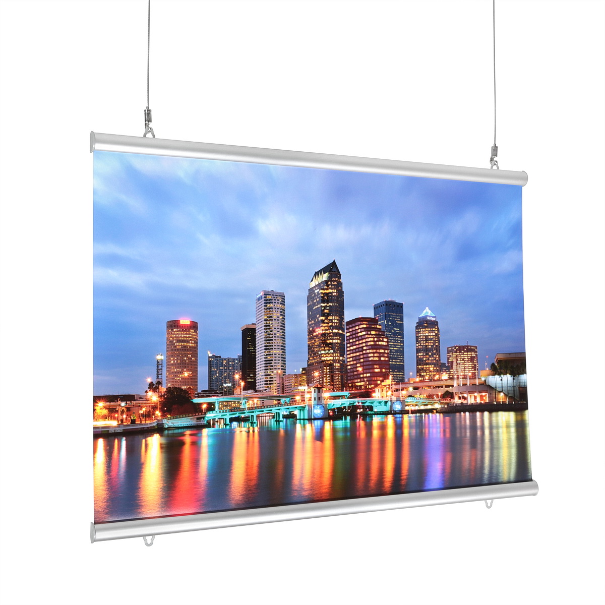 2 Pieces of Aluminum Silver Banner Rails, Hinged Easy Snap Open System ...