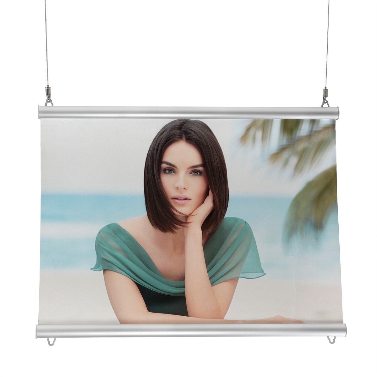 2 Pieces of Aluminum Silver Banner Rails, Hinged Easy Snap Open System ...