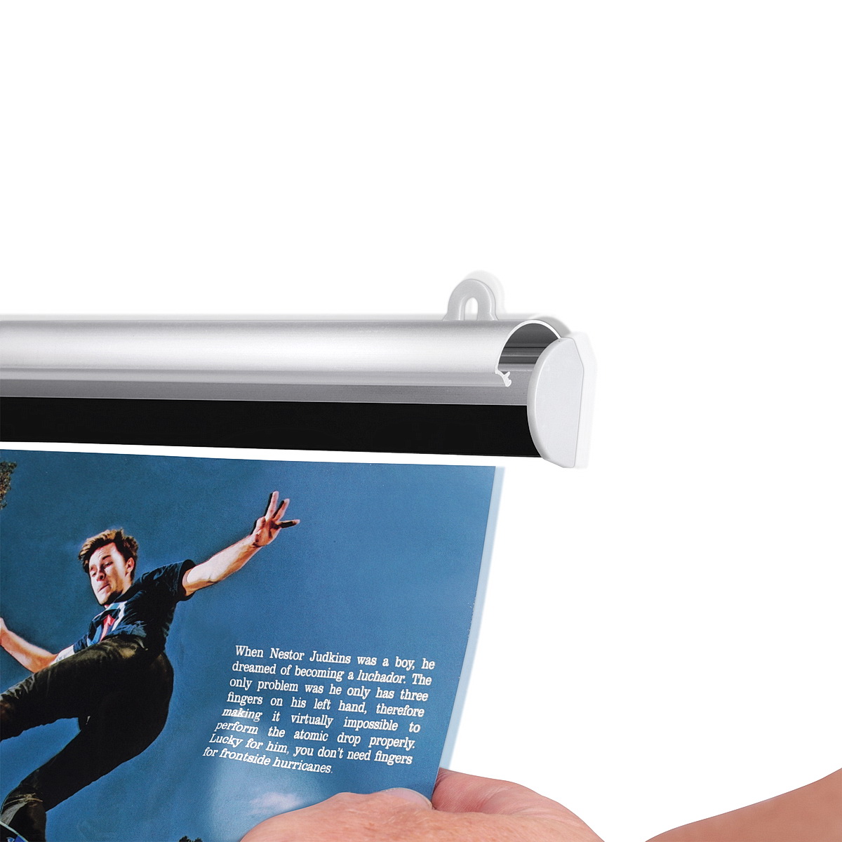 2 Pieces of Aluminum Silver Banner Rails, Hinged Easy Snap Open System ...